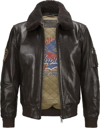 Milestone Lederjacke MSTom Pilotenjacke aus Lammleder mit abnehmbarem Fellkragen