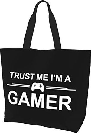AOOEDM Croyez-moi, je suis un sac &agrave; provisions r&eacute;utilisable en toile pour femme Gamer