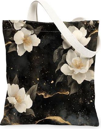Generic Sac fourre-tout en toile de gard&eacute;nia japonais pour le shopping, 33 x 38,1 cm, sac d&eacute;picerie r&eacute;utilisable pour femme, motif floral cool, peinture esth&eacute;