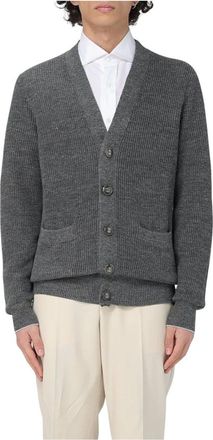 Brunello Cucinelli Homme, Pulls, Gris, Taille: M Cardigan en maille c&ocirc;tel&eacute;e avec poches plaqu&eacute;es