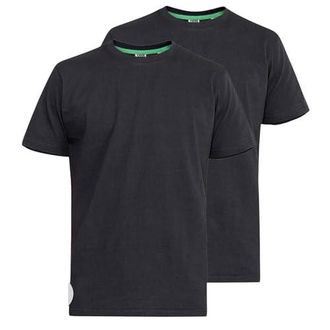 D555 Duke Lot de 2 t-shirts &agrave; col rond en coton pour homme Noir/noir Taille King, Noir, 6XL