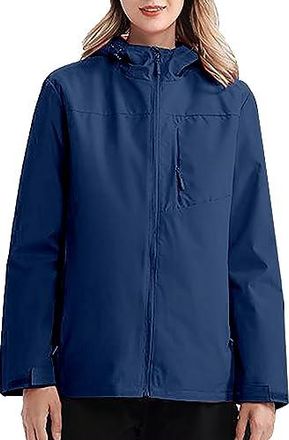 Generic Vestes de Randonnée Anti-Pluie Manteau à Capuche Jacket Veste De Pluie Imperméable Femme Veste Softshell Doublé Polaire Coupe-Vent Femme Légère Coupe 