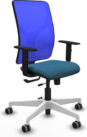 Piqueras y Crespo Ergonomischer Stuhl mit 1D-Armen, h&ouml;henverstellbare Lendenwirbelst&uuml;tze, ausgestattet mit Syncro/Translack und Schneideschaum, Blau/Petrolgr&uuml;n