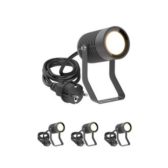LEDs Com 4 Stück Gartenstrahler SHINGA für außen, IP65, Stecker, anthrazit, inkl. GU10 LED Lampe 630lm, warmweiß