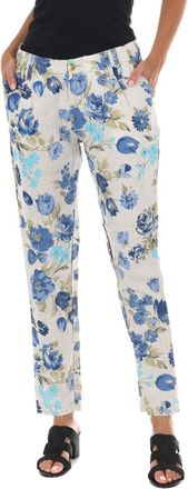 Met Leinenhose mit Blumenmuster und Knopfverschluss - - Trousers - Damen - Mehrfarbig - W27