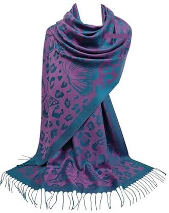 GFM &Eacute;charpe style pashmina papillon pour femme (BFPASH-2), Bf-2503-lilas sarcelle, L