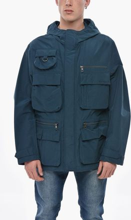 Woolrich Checked Ripstop Utility Overshirt with Hidden Button Closure Woolrich