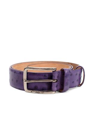 Etro Purple Ostrich Embossed Leather Belt Size M