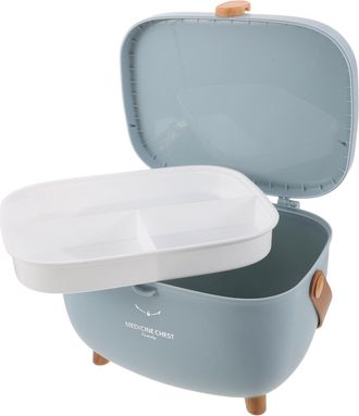 Amosfun wasserdichte Tragbare Medikamentenbox mit Doppeltem Fach Medizinischer Organizer für Arzneimittelaufbewahrung Staubgeschützt Platzsparend für Haus und