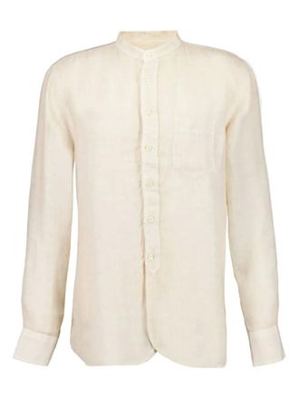 120% Lino chemise en lin &agrave; manches longues - Tons neutres