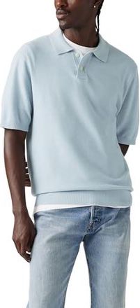 Levi's Homme Pull-Over col Polo Maille Fine Niagara Mist Cotton Linen Blue M
