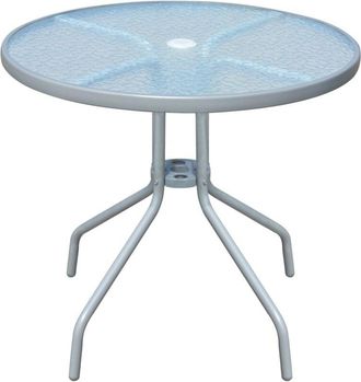vidaXL Prolenta Premium Gartentisch 80 x 71 cm Stahl Rund Grau