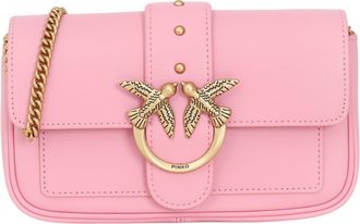 Pinko Damen Love One Pocket C Kalbsseide Tasche, P31q_Marine-Antik-Gold