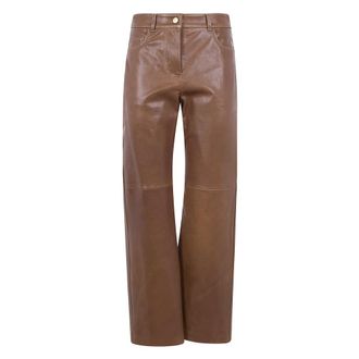 Max Mara Lederhose mit geradem Bein - - Trousers - Damen - Braun - XS