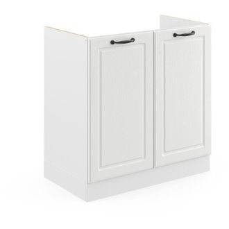 Vicco Meuble bas sous-évier R-Line, Blanc campagne, 80 cm sans plan de travail