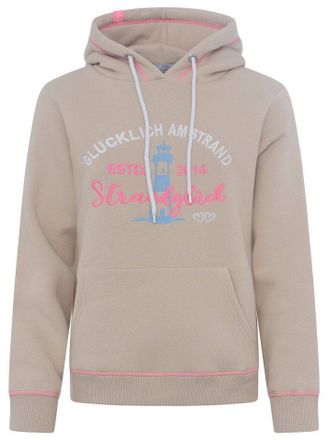 Zwillingsherz Hoodie Gl&uuml;cklich am Strand mit maritimer Stickerei, K&auml;ngurutaschen