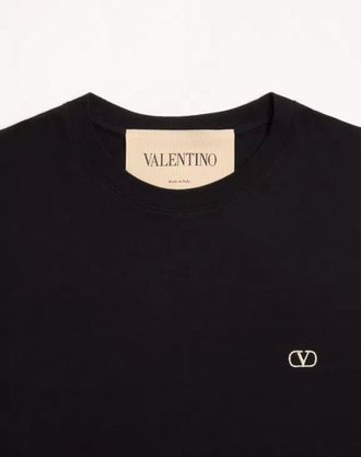 Valentino Logo-Embroidered T-Shirt - Black