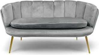 Menzzo Brenda 2-Sitzer-Sofa mit Samtbezug und goldenen Beinen, Silber