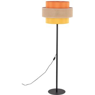 Licht-Erlebnisse Licht-erlebnisse - Lampadaire métal tissu 159 cm haut noir naturel orange jaune E27 lampadaire rond moderne