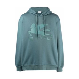 Etro Pegasus Logo Hoodie - - Sweatshirts & Hoodies - Herren - Blau - S
