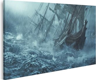 Islandburner Bild auf Leinwand Schiffe im Sturm auf hoher See f&uuml;r Wohnzimmer Seefahrer Restaurant Bilder Wandbilder Poster