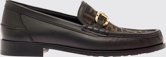 Fendi Mocassins penny OLock en cuir de veau avec pince et tissu FF