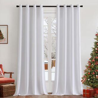 Miulee Voile Gardinen mit &ouml;sen Vorh&auml;nge Halbtransparent Stores Vorhang Transparente &ouml;senschal Wohnzimmer Schlaufenschal 2er Set 140x245cm Wei&szlig;