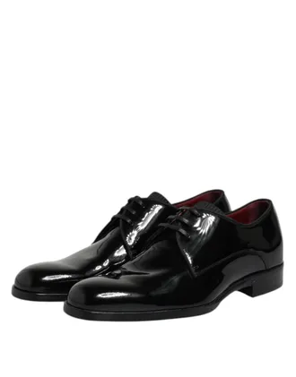 Dolce & Gabbana Polished Calfskin Leather Derby Shoe - Black