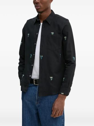 Paul Smith chemise &agrave; fleurs brod&eacute;es - Noir