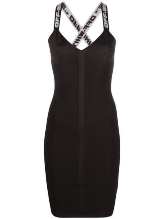 Off-white robe courte à col v - Noir