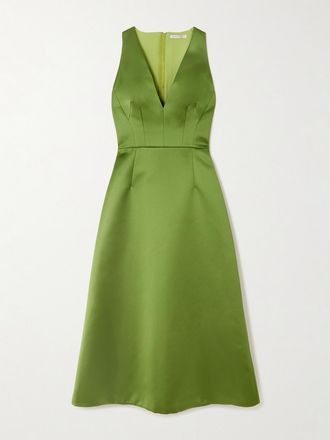Emilia Wickstead Robe Longue En Satin Duchesse À Découpe Adonica - Vert
