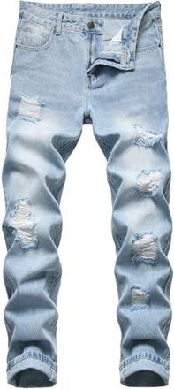 Generic Jean d&eacute;chir&eacute; pour homme - Coupe ajust&eacute;e - Pantalon skinny - Automne - Hiver - Denim - Coton - Hip Hop - Travail ample - Pantalon long - Pantalon us&eacute; s