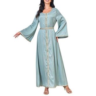 Generic &Eacute;l&eacute;gante robe de soir&eacute;e longue avec broderie florale et strass pour les occasions festives, vert, XXL