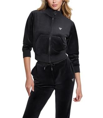 Guess Guess Sweat-Shirt Eco Couture enti&egrave;rement zipp&eacute; pour Femme, Noir de Jais., M
