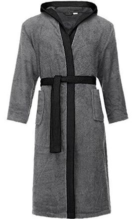 Ladeheid Peignoir de Bain Éponge 100% Coton Homme LA40-190 (Gris Foncé-12/Noir-30, XL)