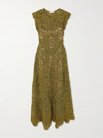 Ulla Johnson Robe Longue En Coton Crocheté Annalisa - Vert