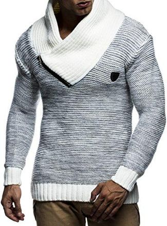LEIF NELSON pour des Hommes Pull en Tricot Pullover LN7060N; Taille XL, &eacute;cru
