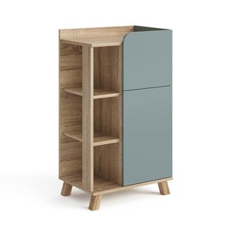 Vicco Unterschrank Sonoma/Blau Karen 50x90x35 cm - Die Badezimmermöbel, Kombination aus offenen und geschlossenen Fächern für Flexibilität