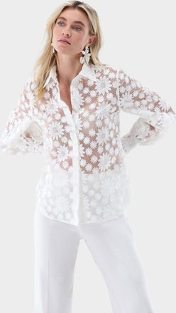 van Laack Hemdbluse mit Blouson&auml;rmeln und besticktem Organza