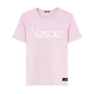 Versace Femme, Tops, Rose, Taille: 34 FR T-shirt col rond avec logo imprim&eacute;