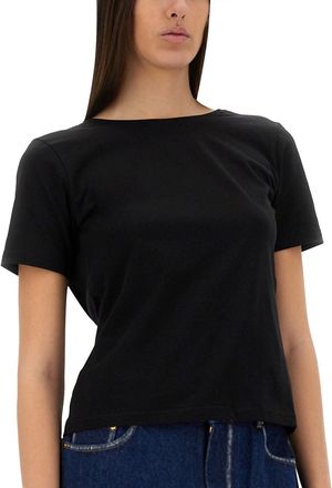 Nina Ricci Cotton Back Neckline T-Shirt - Black