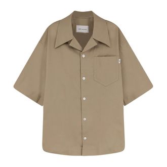 Ami Homme, Chemises, Beige, Taille: L Chemise ample &agrave; manches courtes avec col cubain et poche plaqu&eacute;e