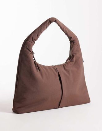 &Ouml;lend Nico - Gro&szlig;e Nylon-Schultertasche in Schokobraun-Brown