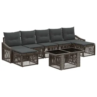 vidaXL Set Divano Da Giardino 8 Pz Grigio E Grigio Scuro Polyrattan Vidaxl