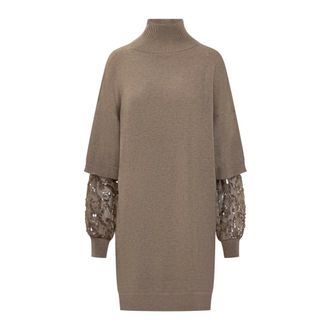 Brunello Cucinelli Damen, Kleider, Beige, LGr&ouml;&szlig;e