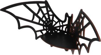 SOLUSTRE Eckregal aus Holz mit Dekorativem Spinnennetz und Fledermaus Design Wand Eckablage für Küche Schlafzimmer und Bad Vielseitiges Schwebendes Wandregal z