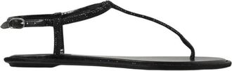 Rene Caovilla Femme, Chaussures, Noir, Taille: 38 EU Sandales Plates Noires avec Ornements
