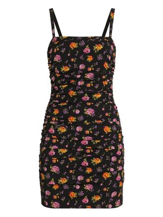 Dolce & Gabbana robe courte fronc&eacute;e &agrave; fleurs - Noir