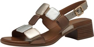 Tamaris Comfort Damen Sandalen mit Absatz aus Leder mit verstellbarem Riemen, Mehrfarbig (Metallic Comb), 39 EU