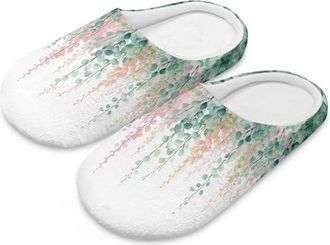 Coloranimal Pantoufles de spa pour femme - Pour chambre dh&ocirc;tes, maison - Bout ferm&eacute; - R&eacute;utilisable - Sandales dh&ocirc;tel, Feuilles deucalyptus., 38.5/39.5 EU